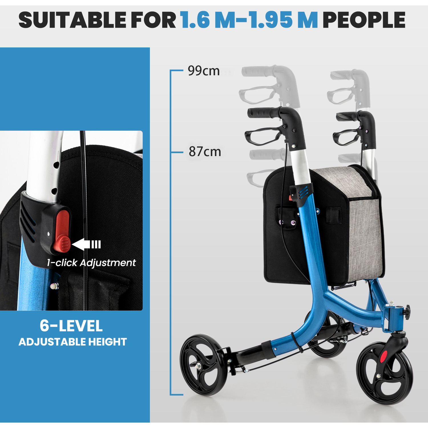 Folding Aluminum Rolling Walker