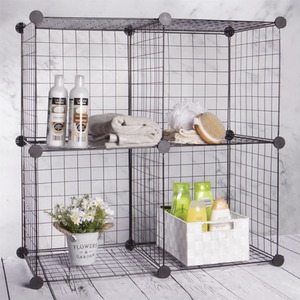 4 Cube Wire Storage Shelves Black