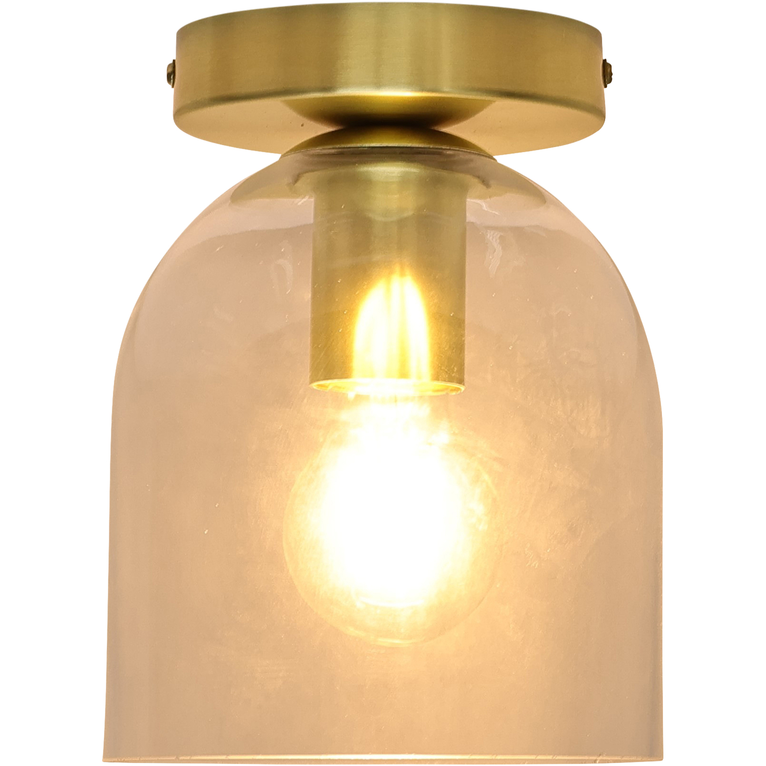 Belten Clear Glass Cloche Satin Brass Ceiling Light Fitting
