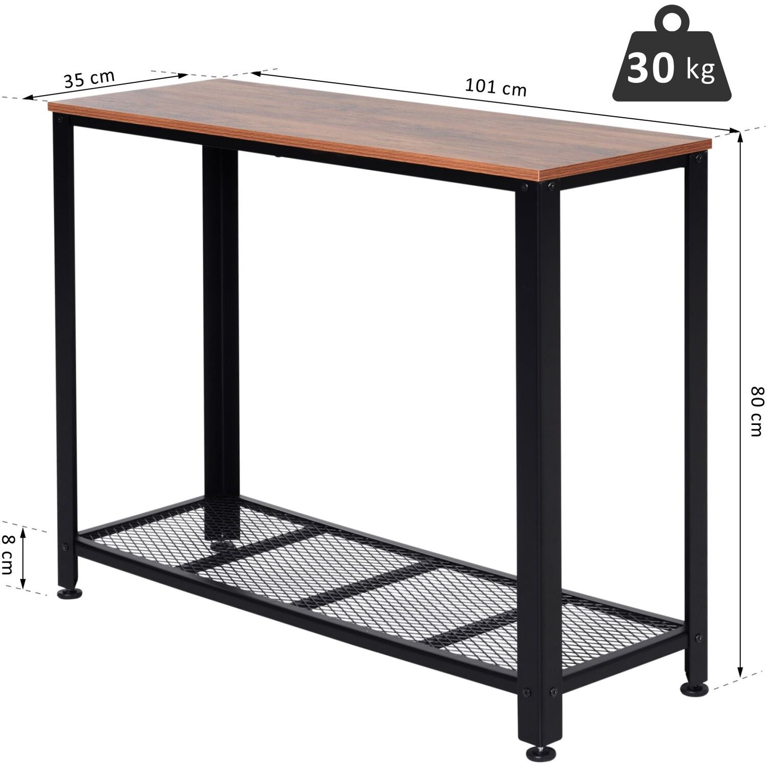 HOMCOM 2 Tier Console Table with Mesh Shelf