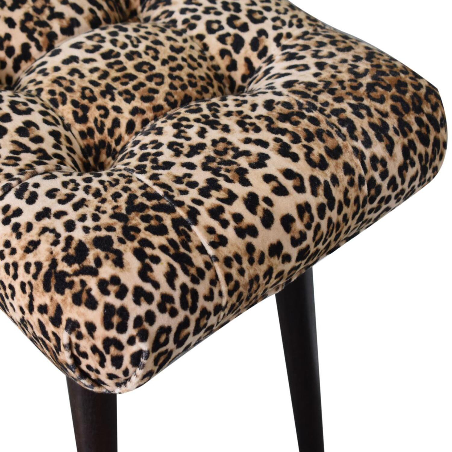 Modern Hand Crafted Leopard Print Curved Bench