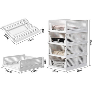 Stackable Plastic Wardrobe Draw Unit Clothes Storage Basket Box
