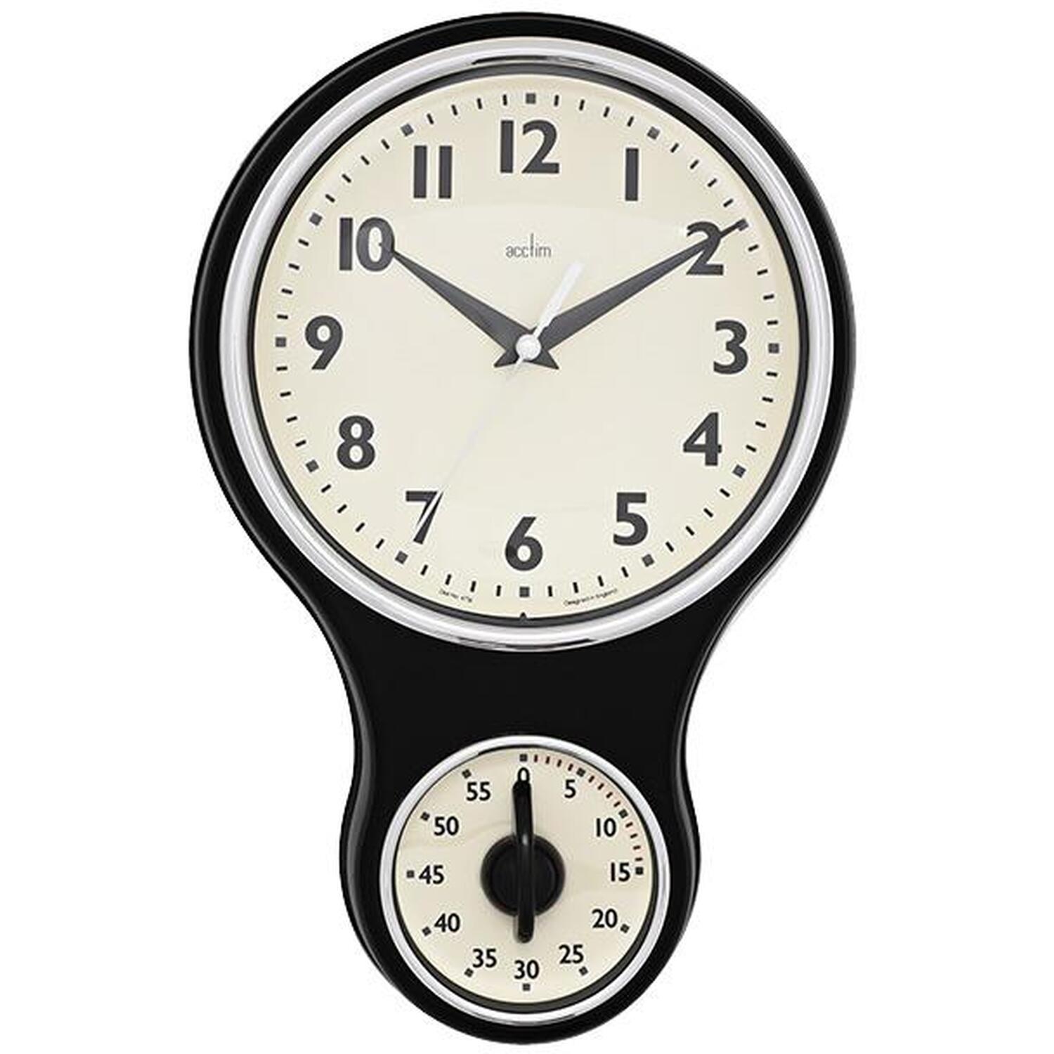 KitchenTime Retro Wall Clock with Timer