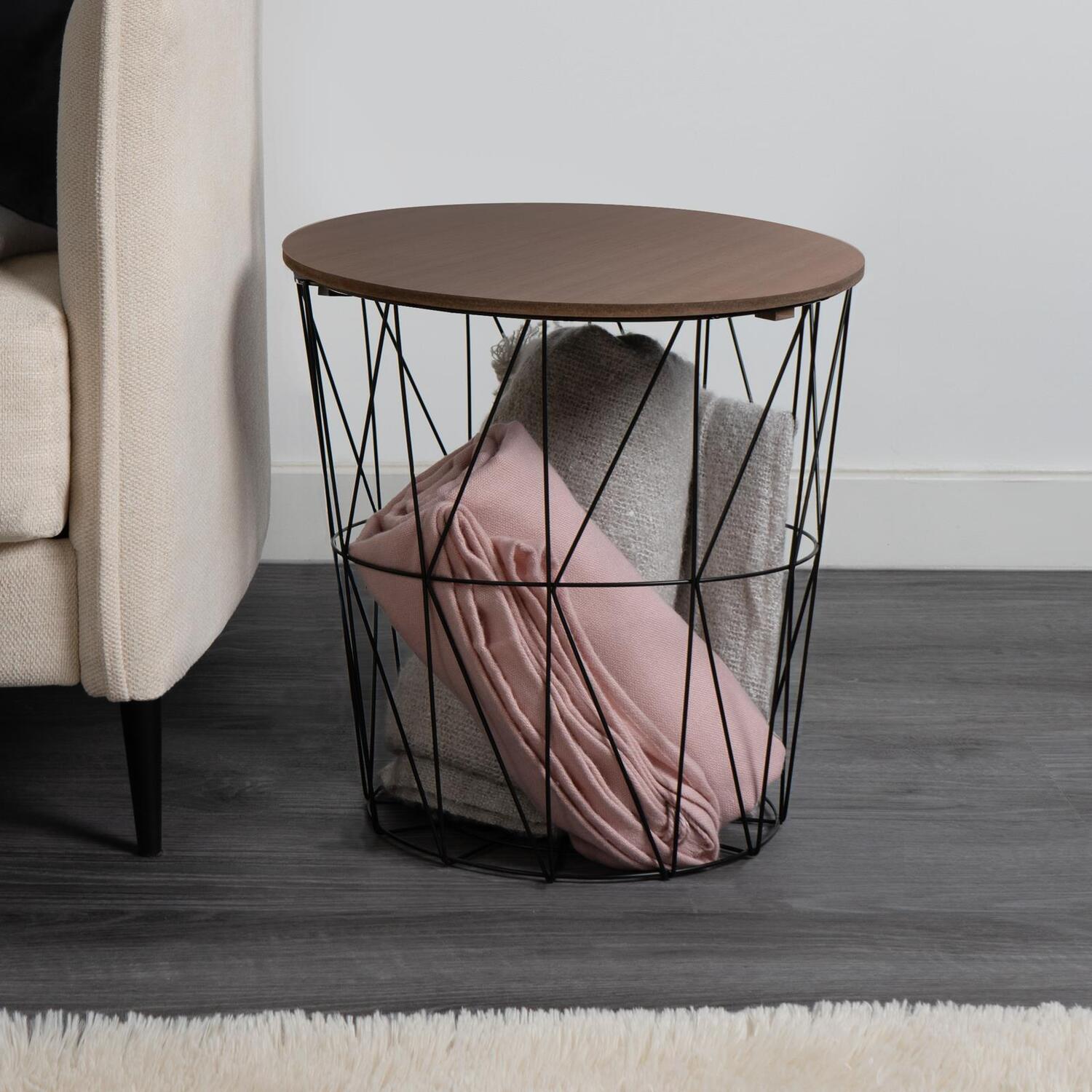 Basket Storage Side Table