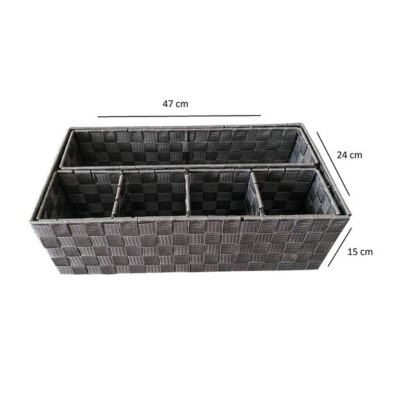 6 Section Fabric And Metal Organiser Storage Box Basket