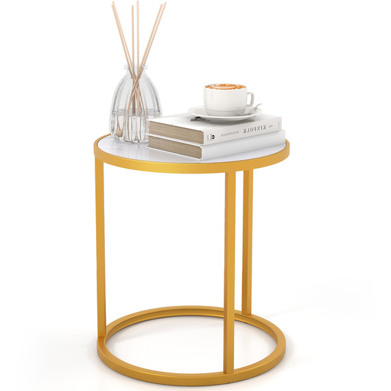 40CM Marble Top Round Side Table