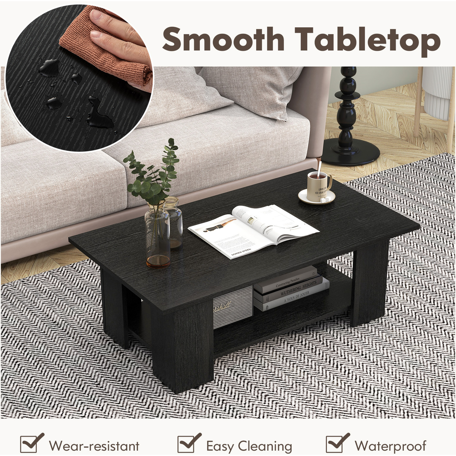 2-tier Modern Coffee Table Center Cocktail Table