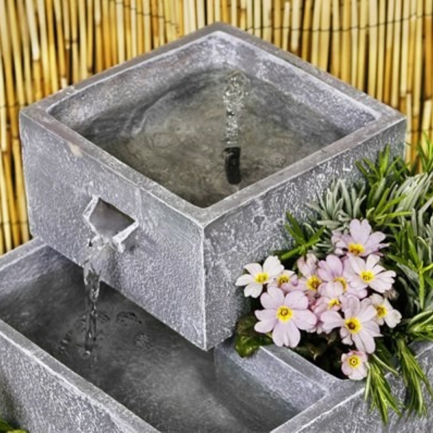 Perth 4 Tier Solar Powered Water Feature and Planter with LEDs