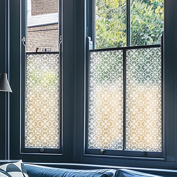 Elegant Frosted Privacy Window Film with Geometric Pattern