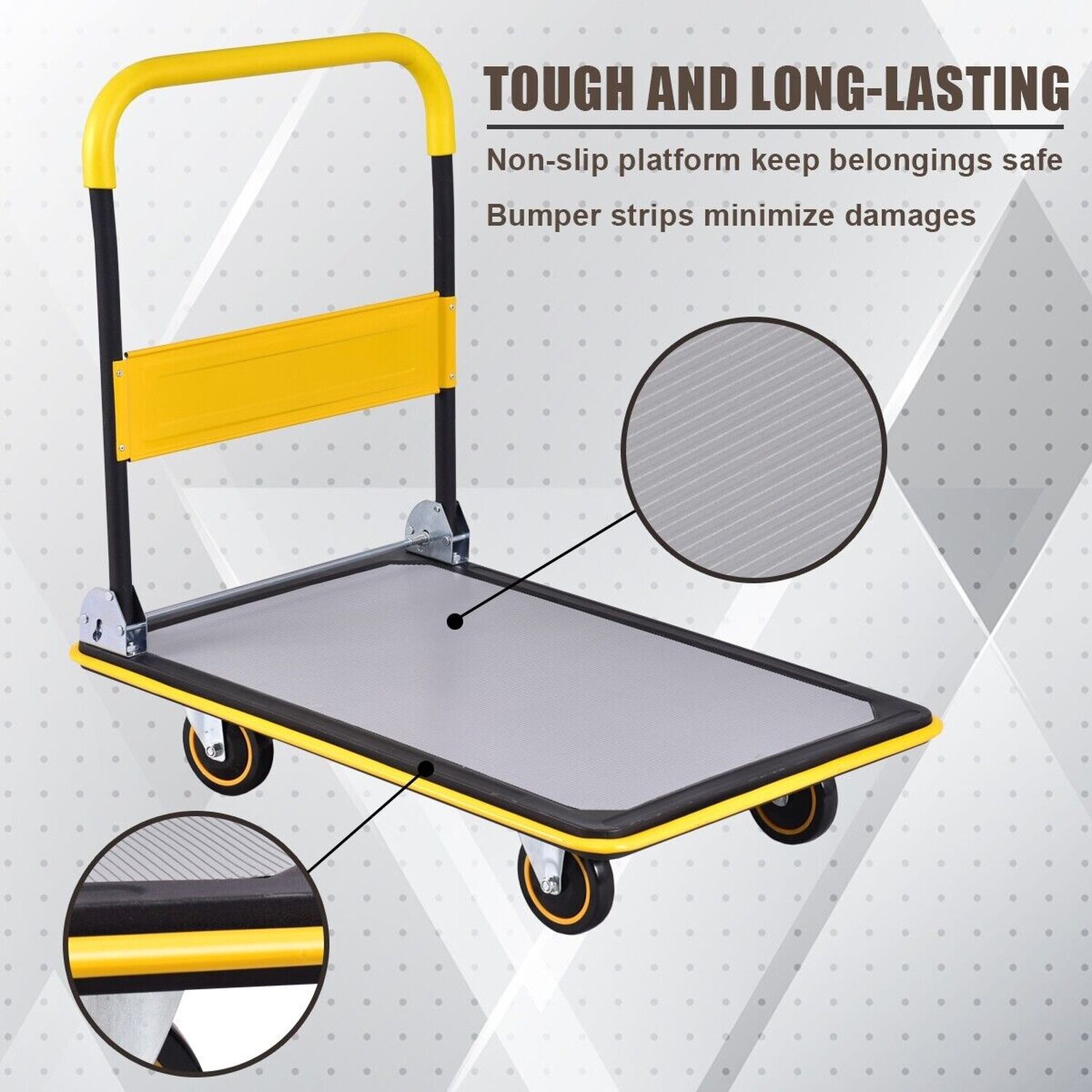 Rolling Folding Push Cart 300KG-Yellow