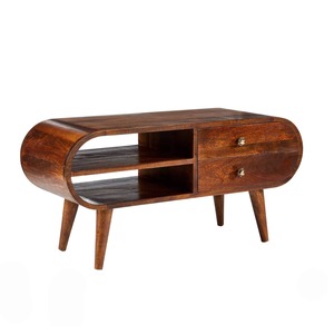 Solid Mango Wood Oval Tv Media Unit Dark Oak