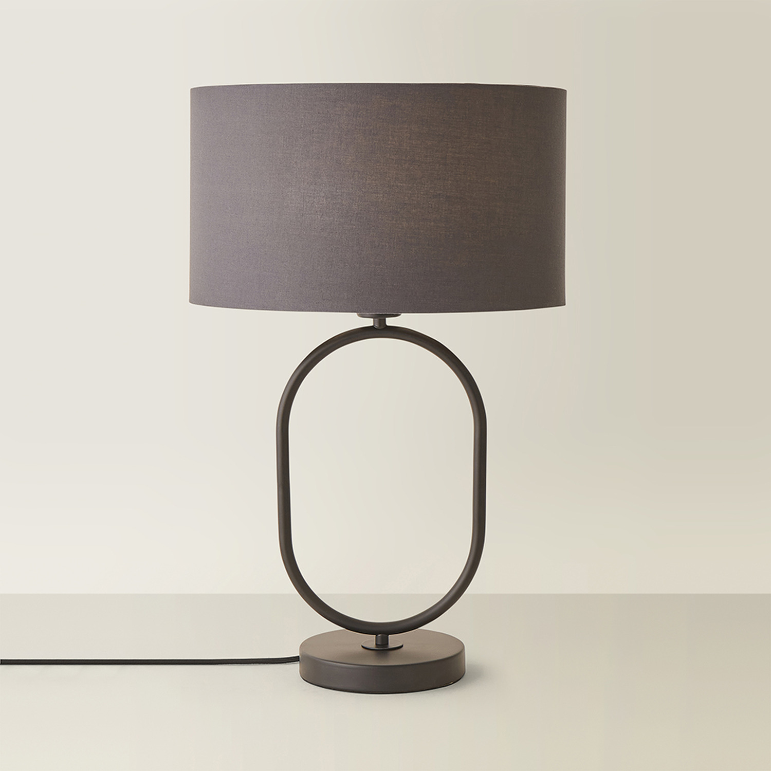 Antonia Matte Metal Oval Table Lamp with Drum Shade