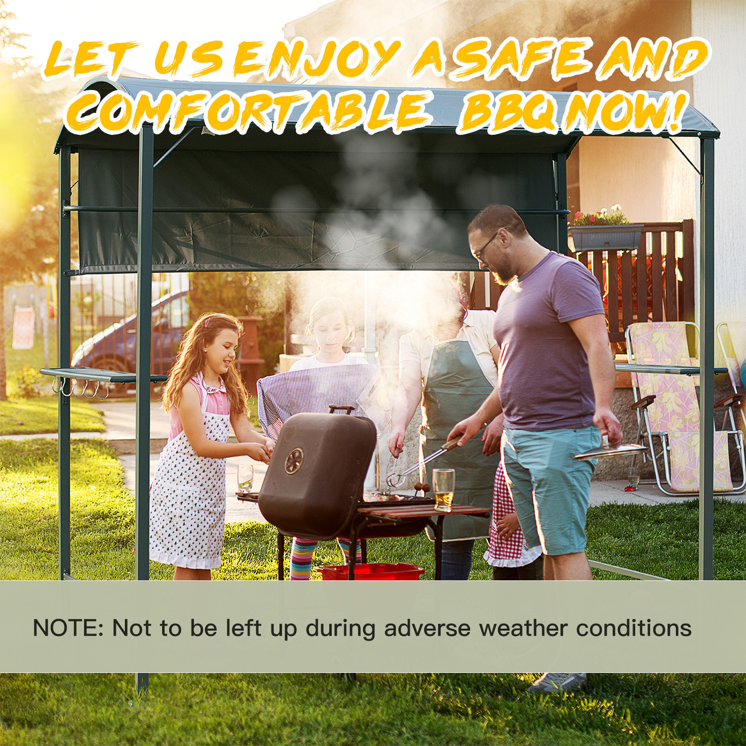 Outdoor Metal Smoking BBQ Gazebo Tent