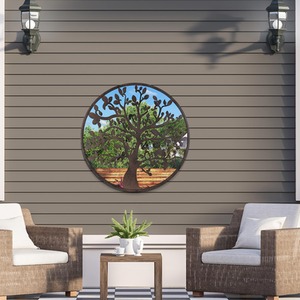 Chelsea Metal Round Shaped Tree Garden Mirror
