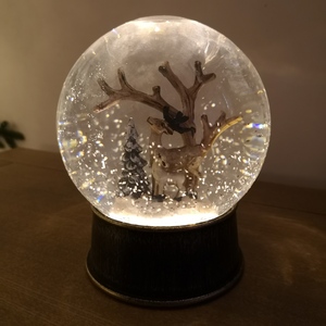 18cm Snowtime Christmas Water Spinner Snow Globe with Reindeer Scene