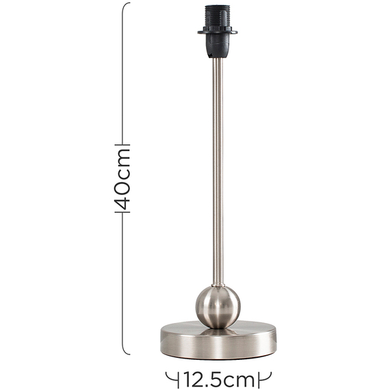 Modern Brushed Chrome Single Stem Metal Ball Table Lamp Base