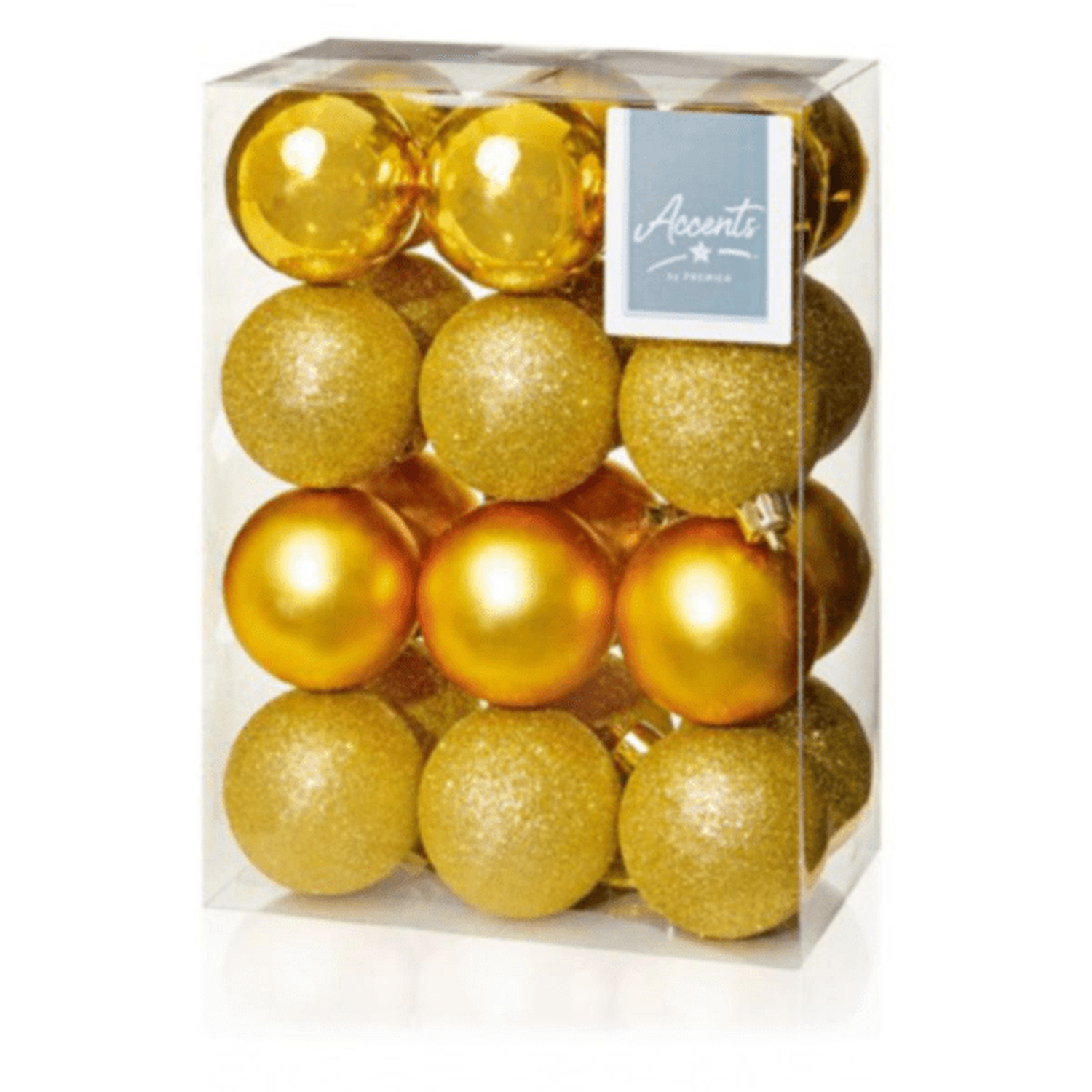 Christmas Tree Bauble Multi Finish Gold Pack of 24