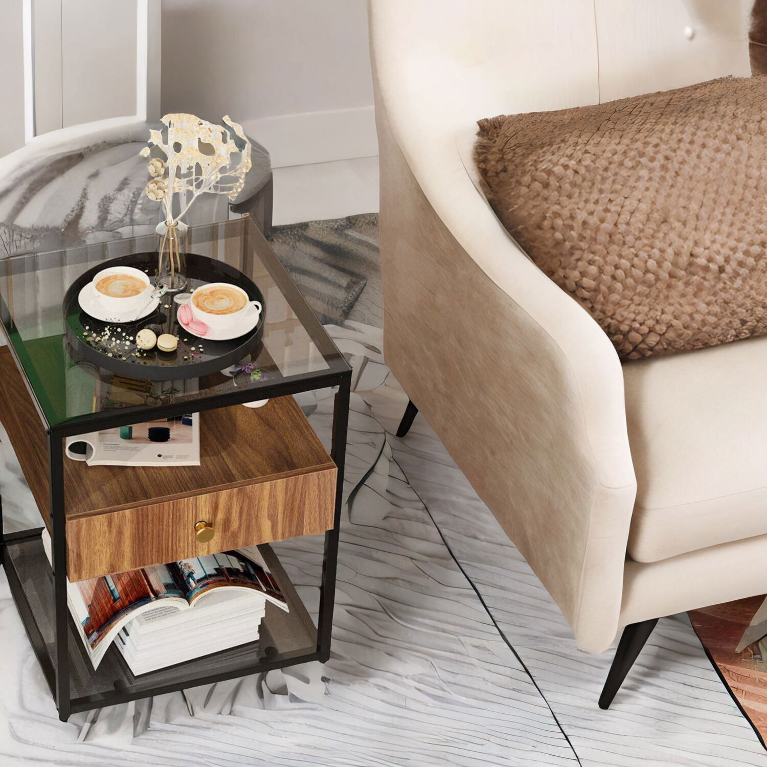 Industrial Console Table With Thick Table Top Rustic