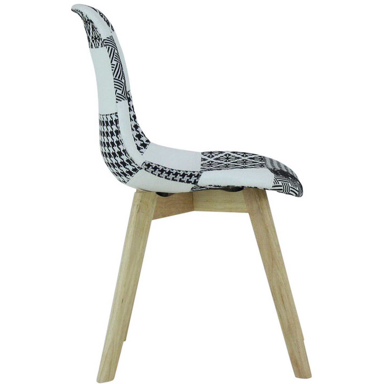 Set of 2 Chrono Patchwork Dining Chair for Dining Room Black and White