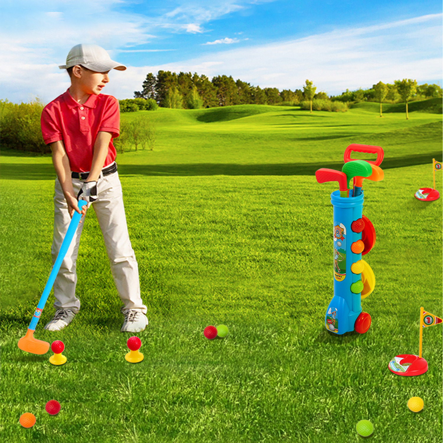 Children's Golf Club Toy Set with Golf Cart
