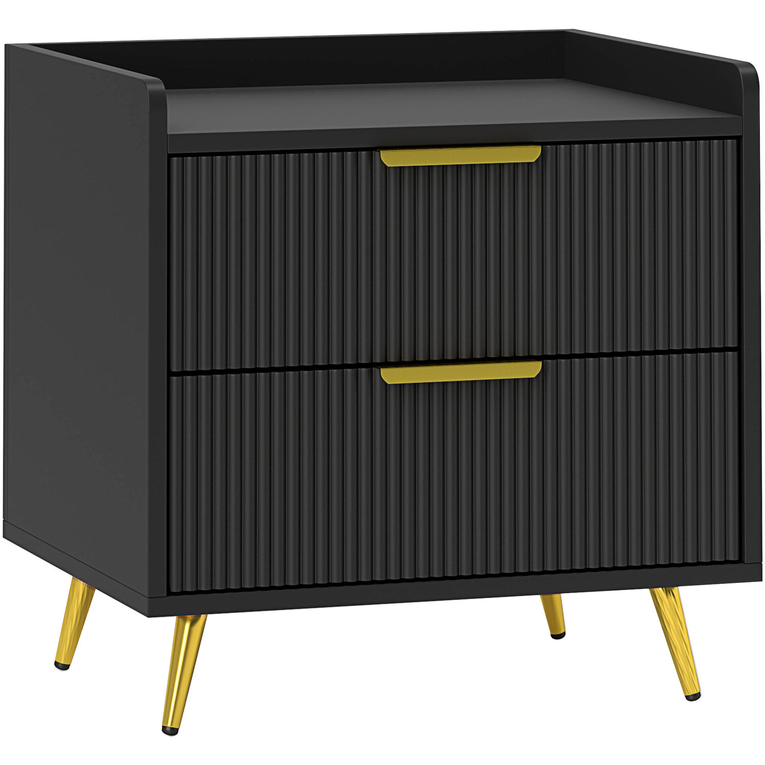 HOMCOM Bedside Table with Striped Drawers