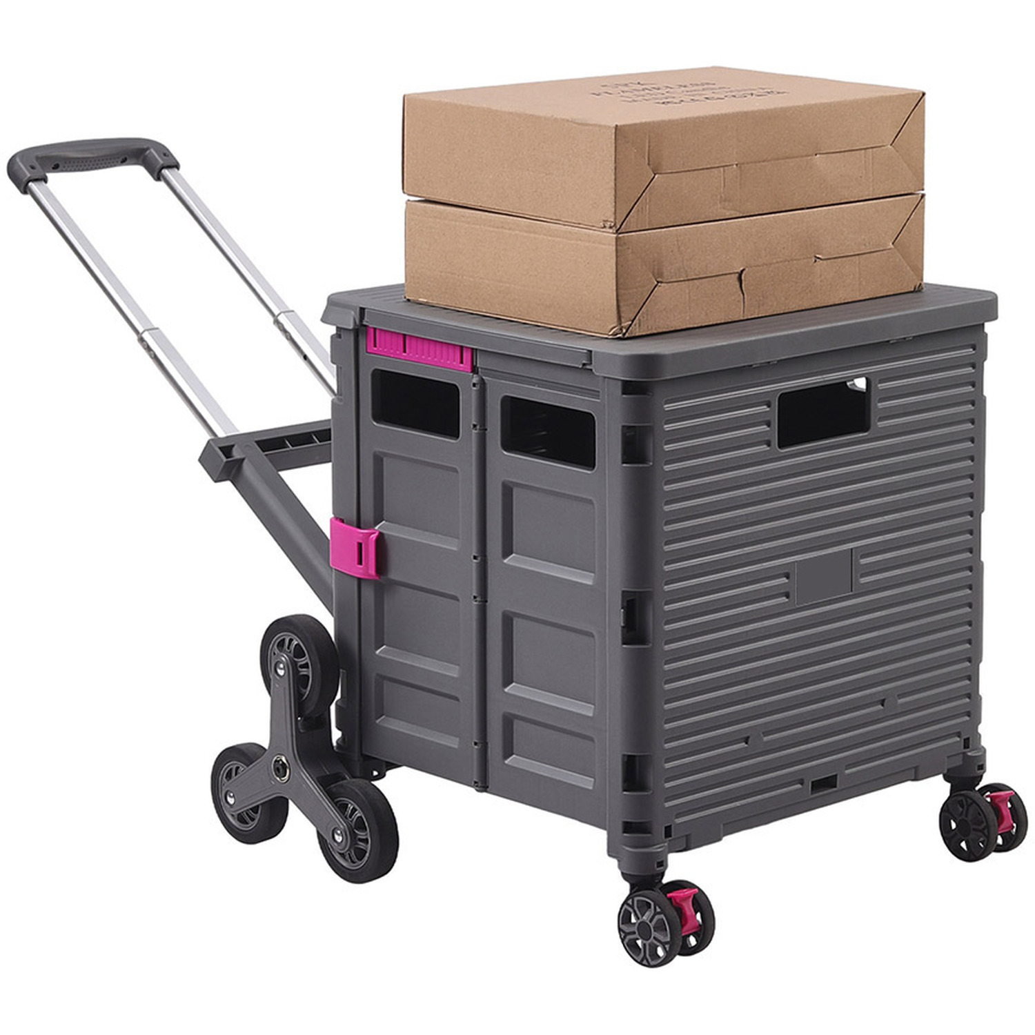 Folding Stair Climbing Shopping Trolley with Magnetic Lid and Tiltable ...