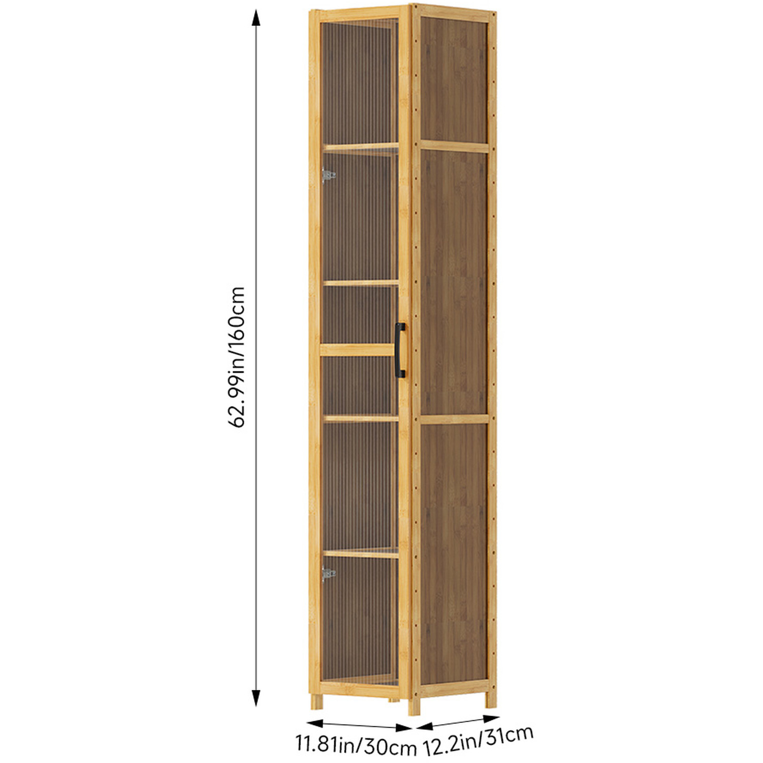 Narrow Bookcase Storage Unit with Acrylic Doors