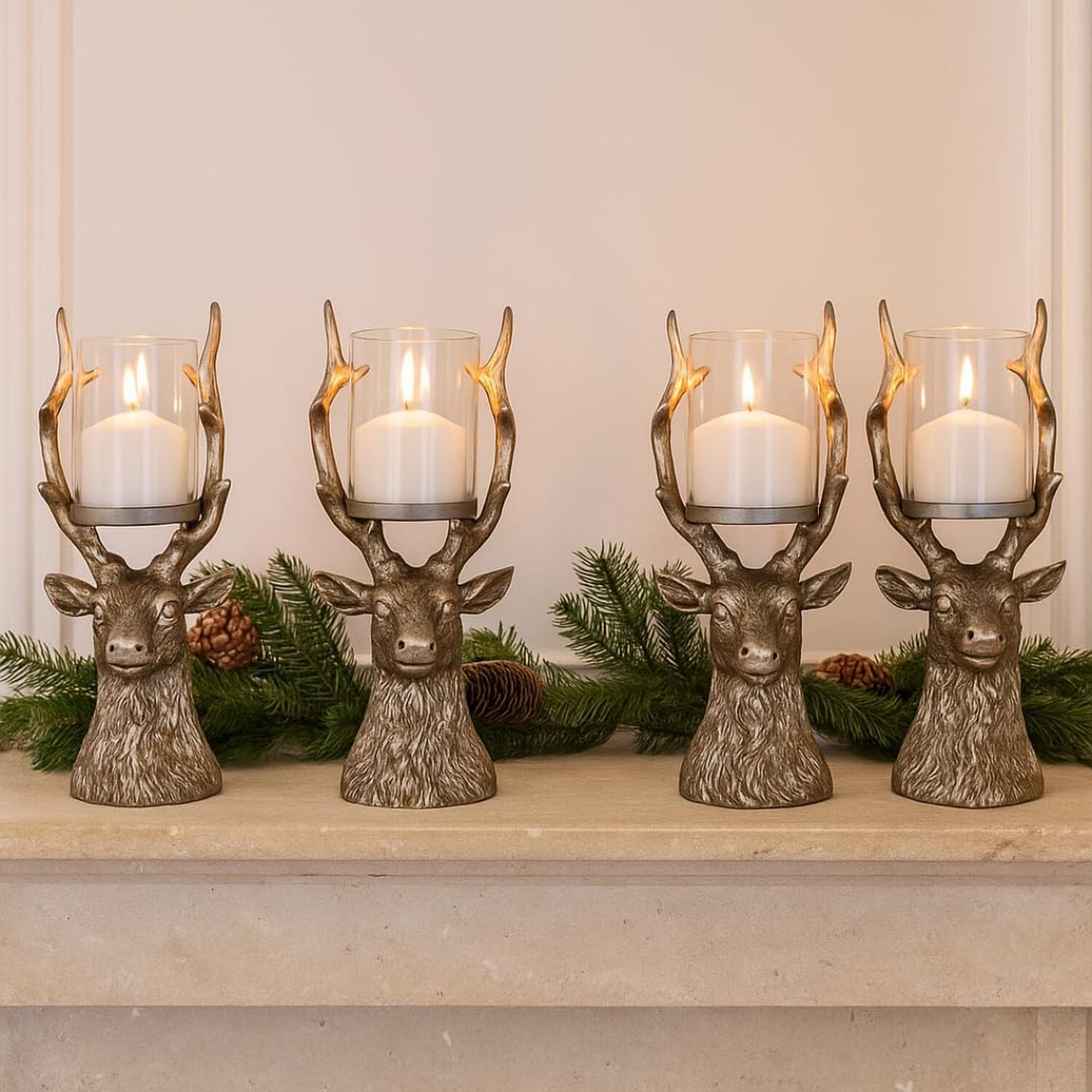 4 pack of Stag Candle Holder Christmas Table Decoration