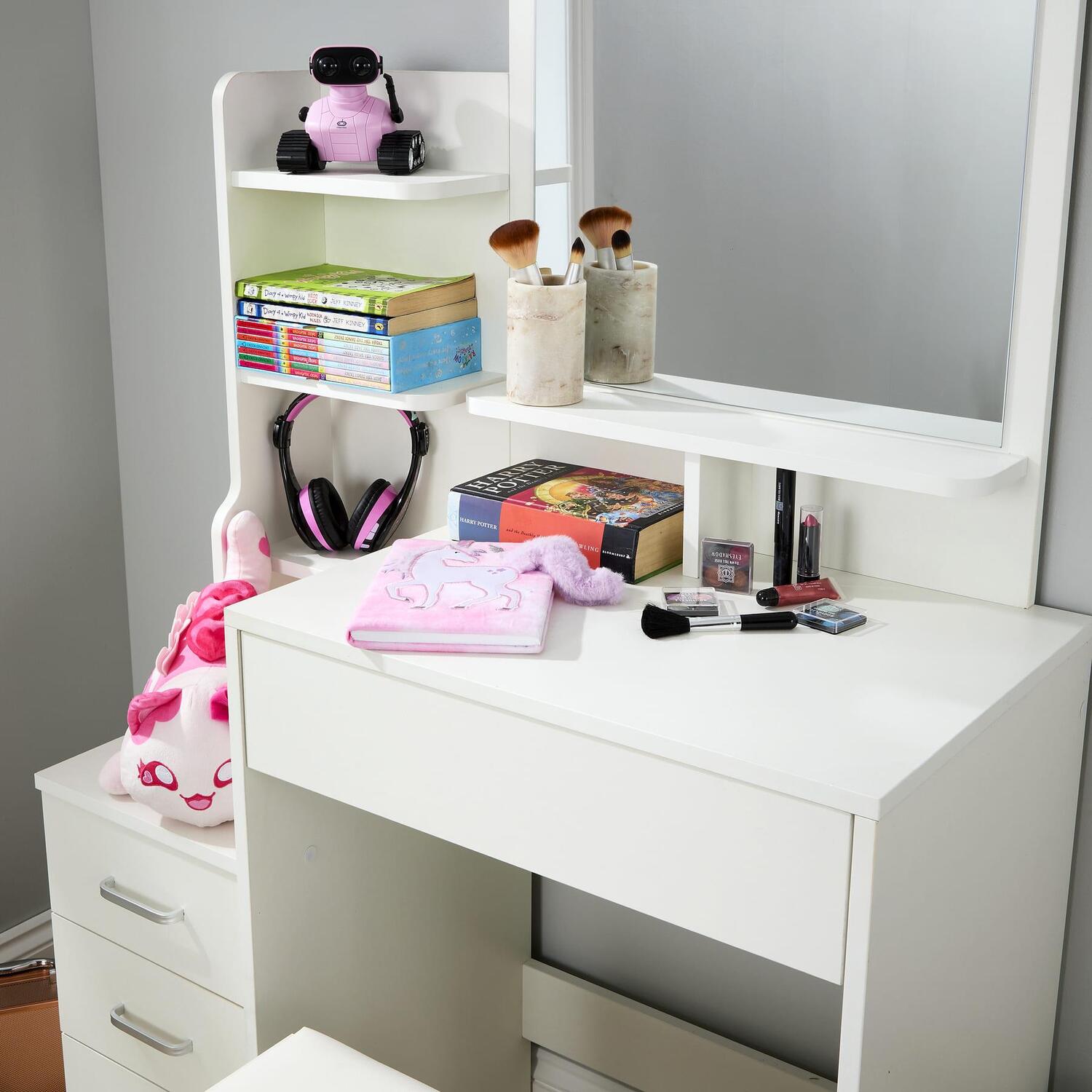 Arlo White Dressing Table with Drawers,