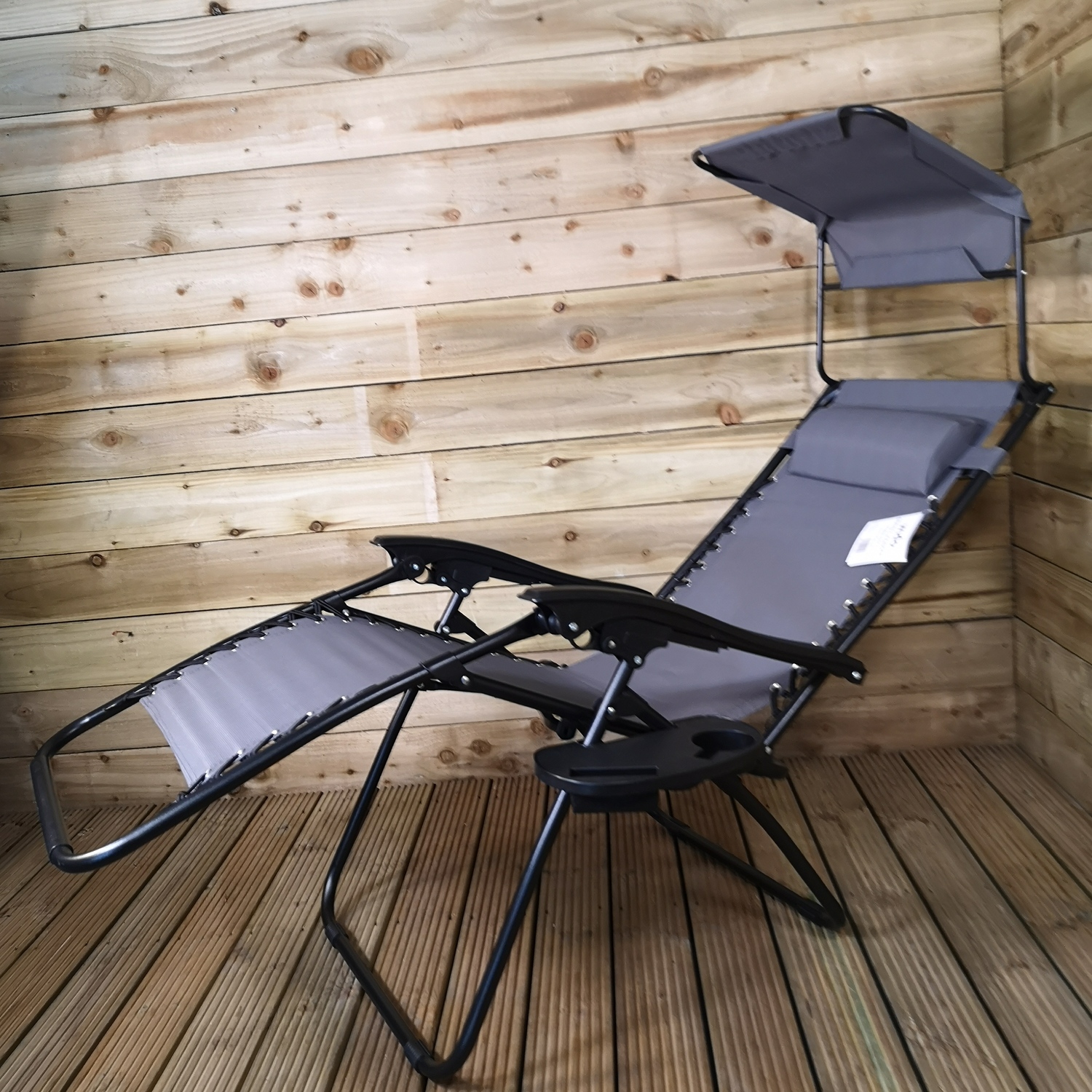Multi Position Garden Gravity Relaxer Chair Sun Lounger with Canopy