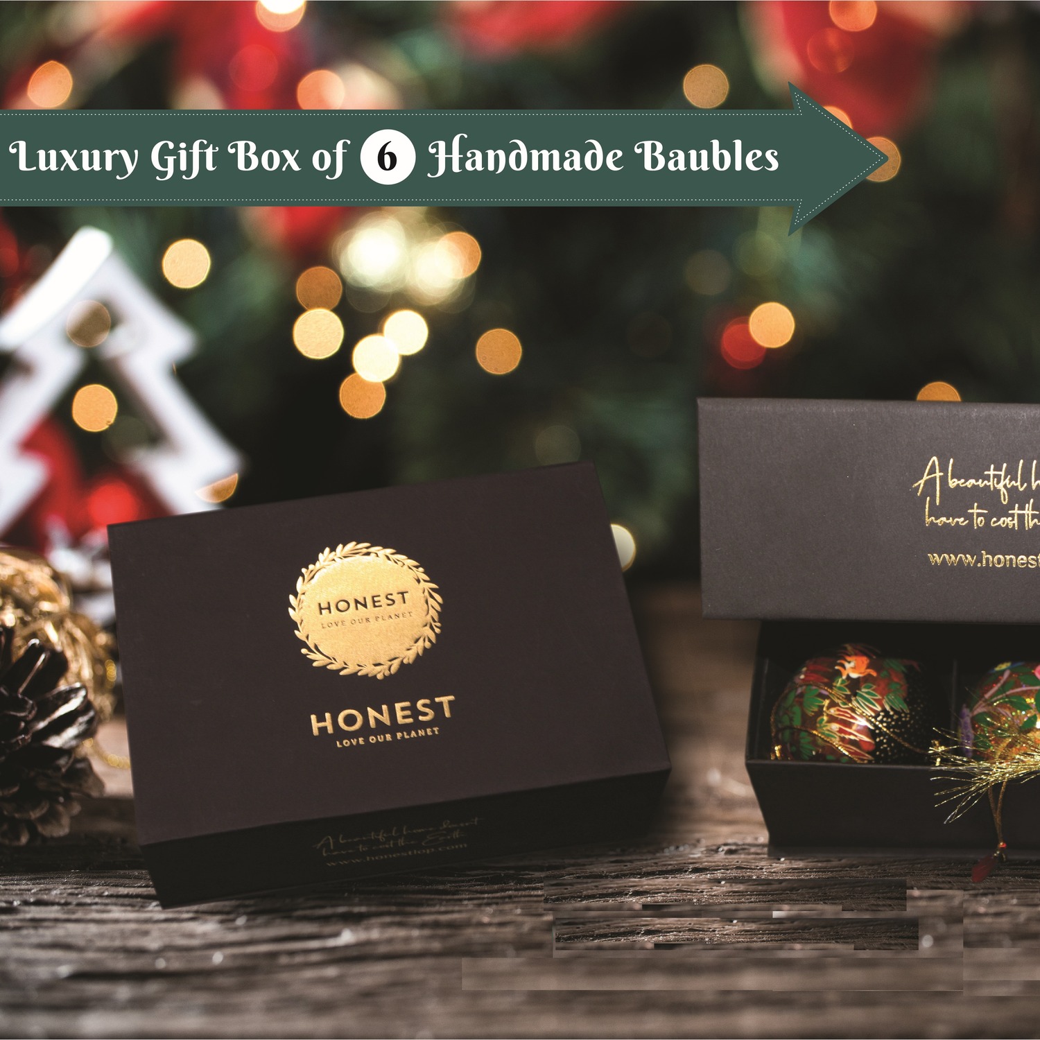 Luxury Box of 6 Handmade Baubles