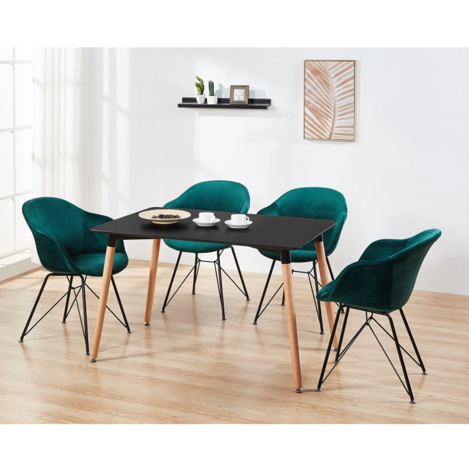 Valentina Halo Dining Set Includes a Table and Set of 4 Chairs