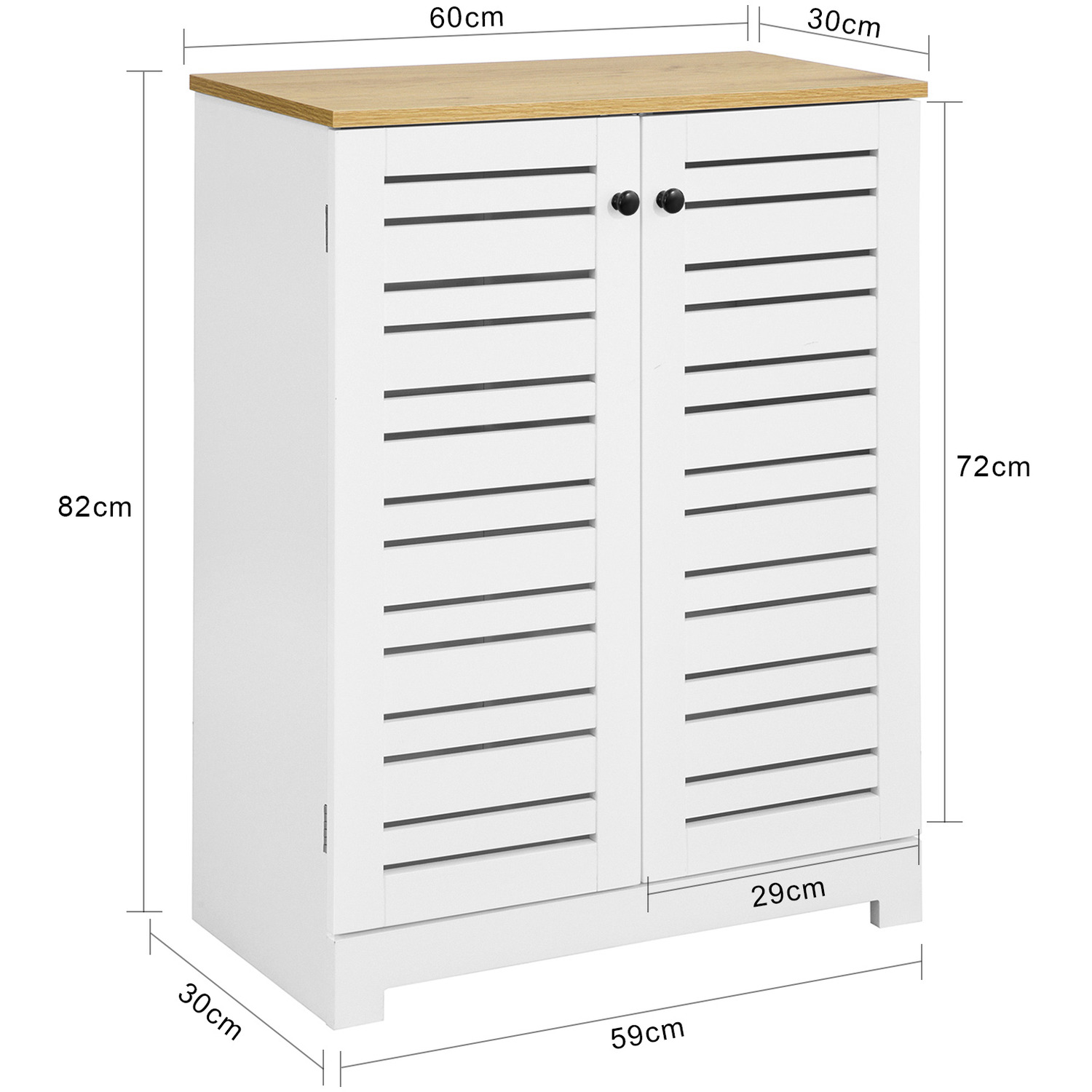 SoBuy Bathroom Storage Cabinet Cupboard with 2 Slatted Doors