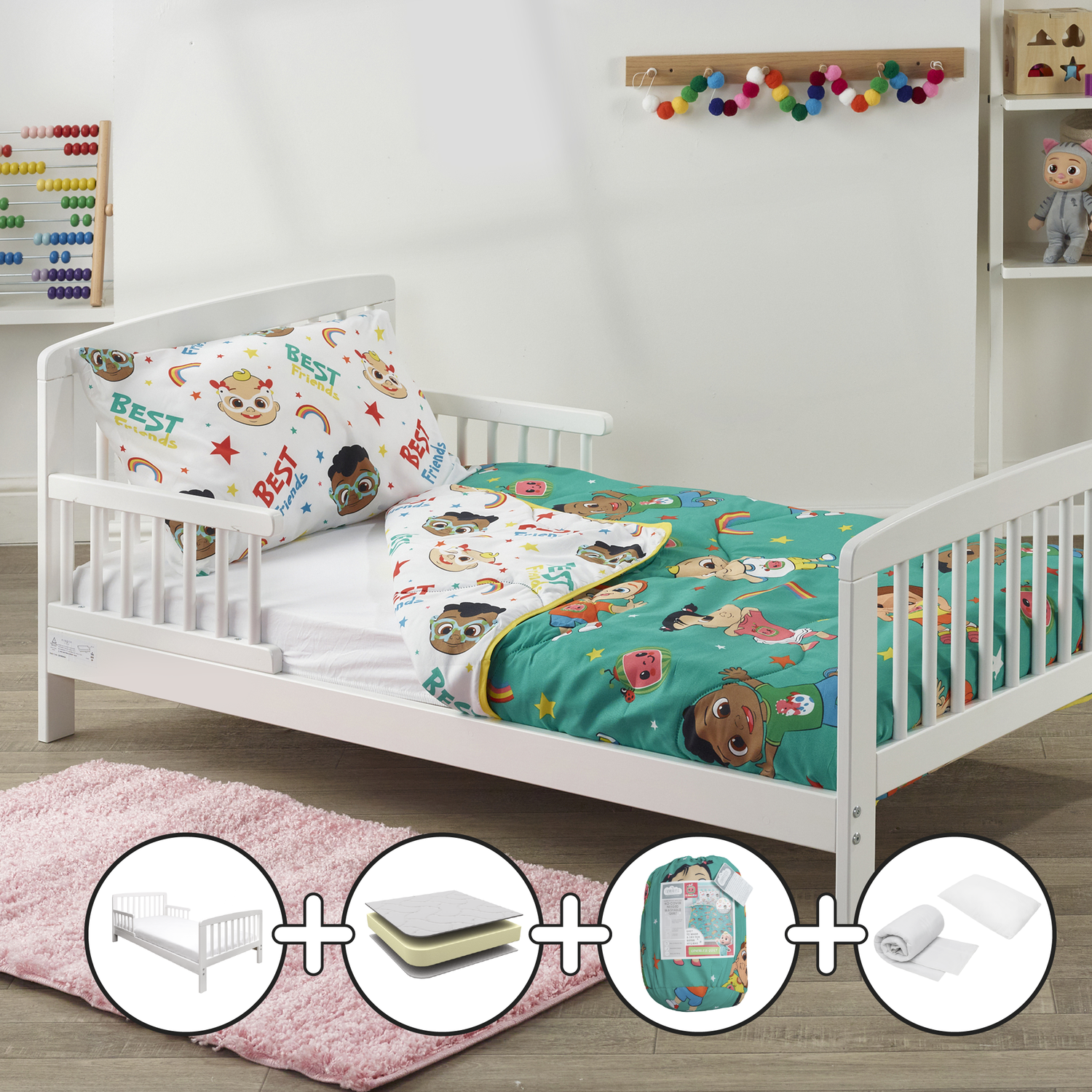 Cocomelon Bed Bundle With Mattress and Bedding Set