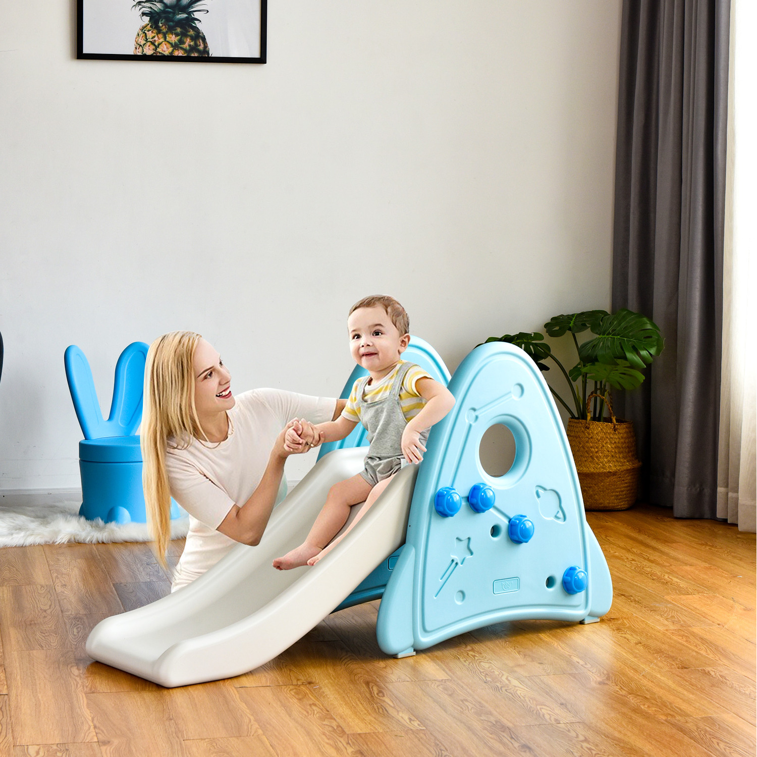 Costway Kids Climber Slide-Blue
