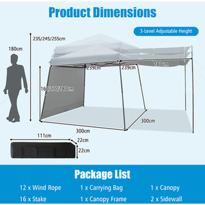 Costway 10 x 10FT Instant Pop-up Canopy Tent-Grey