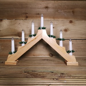 Battery Operated LED Wooden Candle Bridge Christmas Decoration