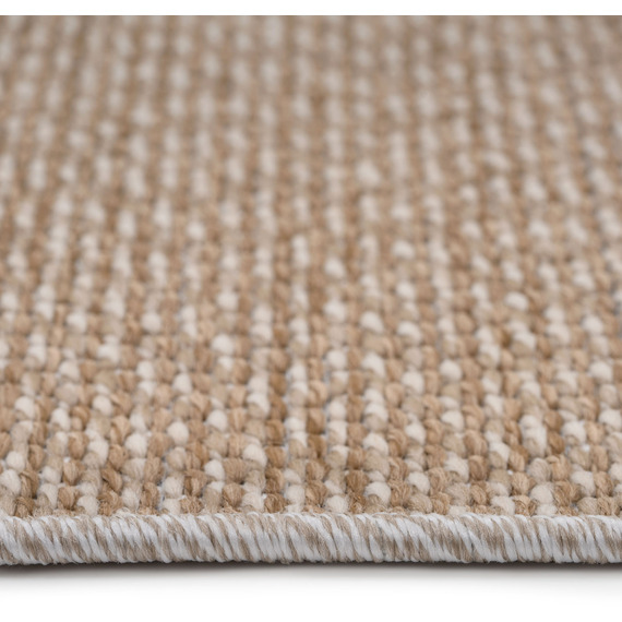 Natural Beige Geometric Loop on Loop Textured 3D Pile Living Area Rug