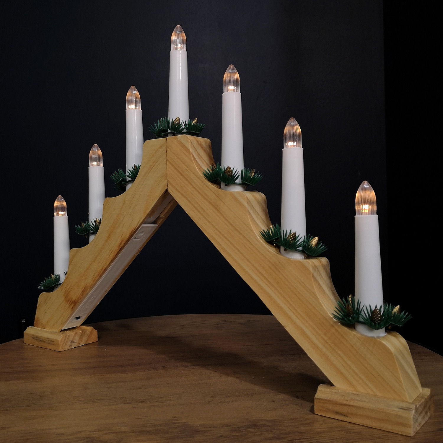 Battery Operated LED Wooden Candle Bridge Christmas Decoration