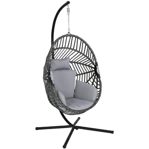 Egg Shaped Swing Chair H203 x D126 x W126cm Grey Hanging Seat