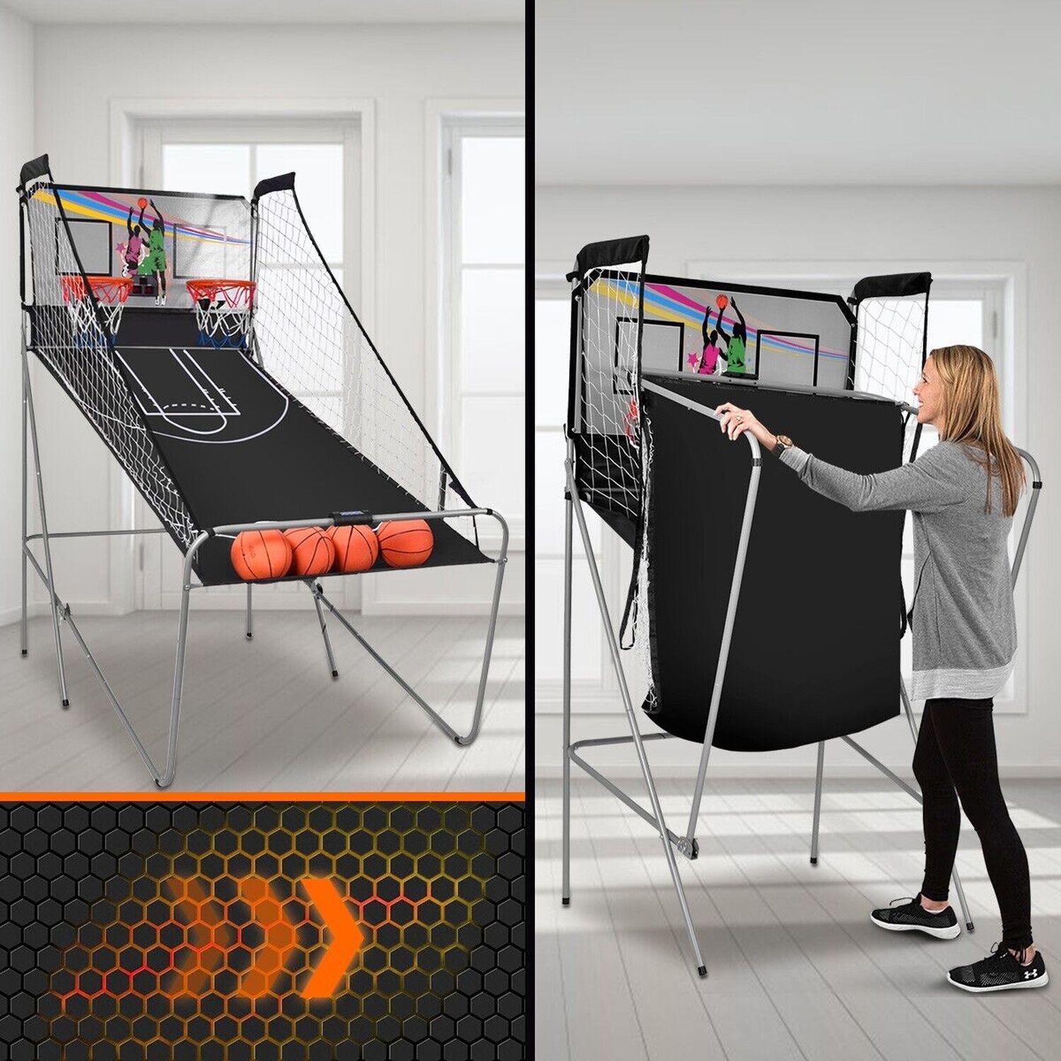 Foldable Double Shot Basketball Arcade Game