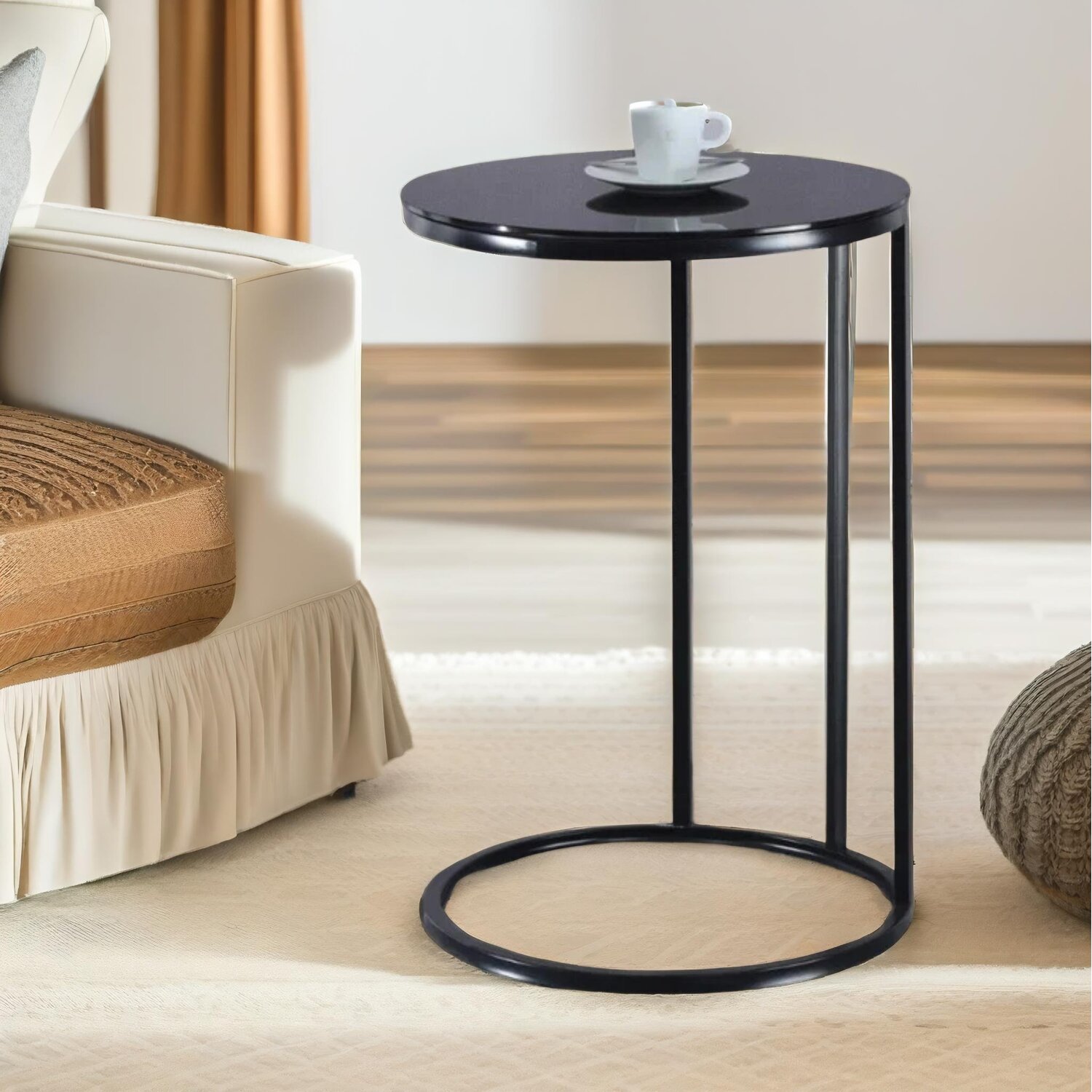 C Shaped Side Table Chrome Living Room Furniture