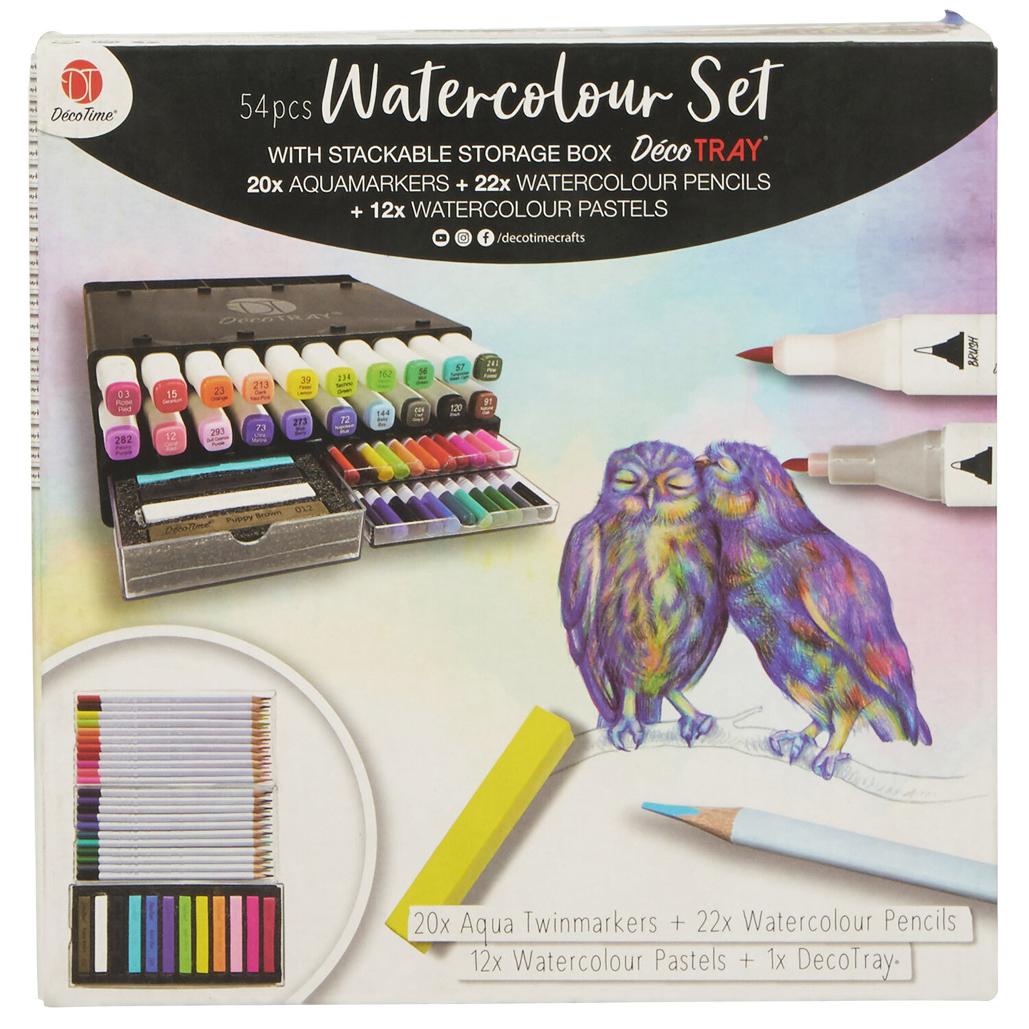 Watercolour Set in Deco Tray