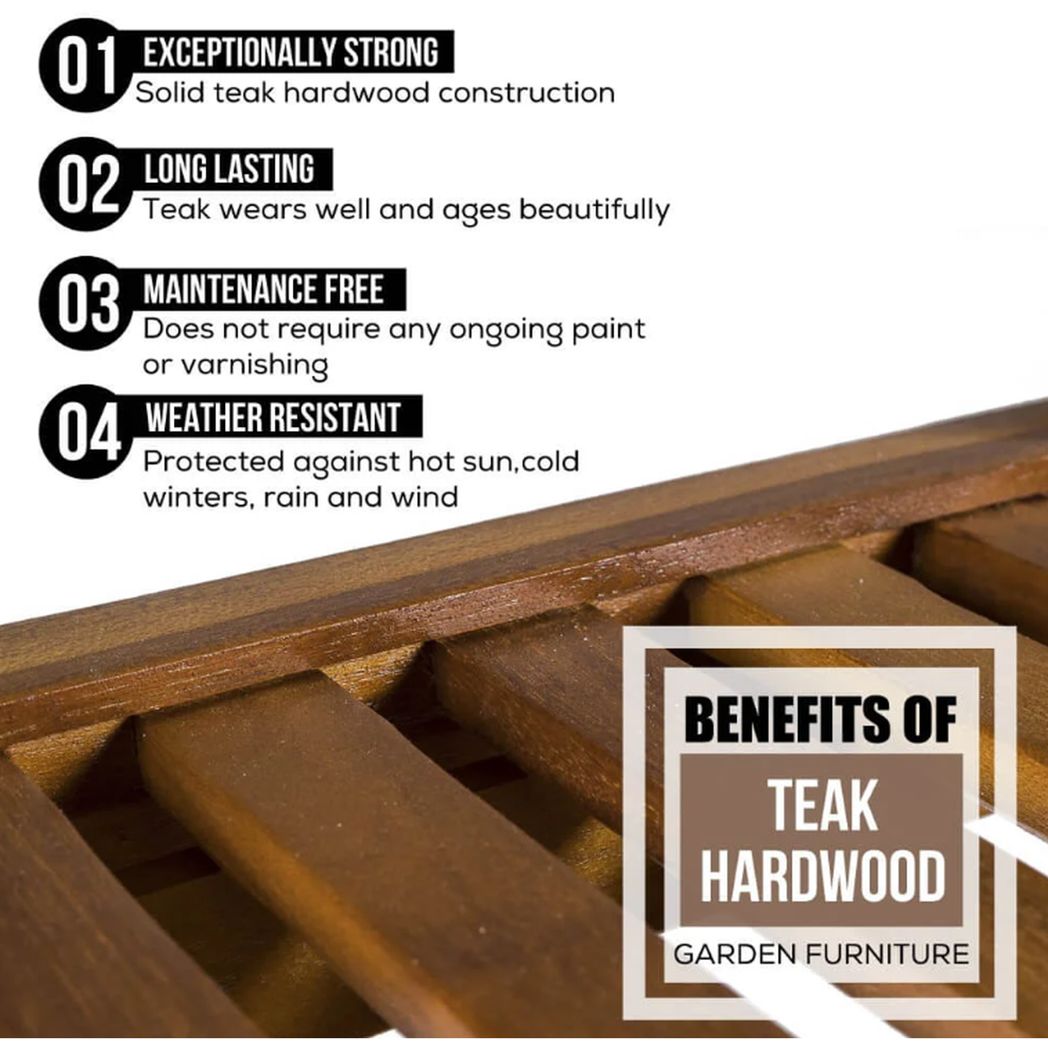 Sherford Folding Teak Hardwood Square Garden Table