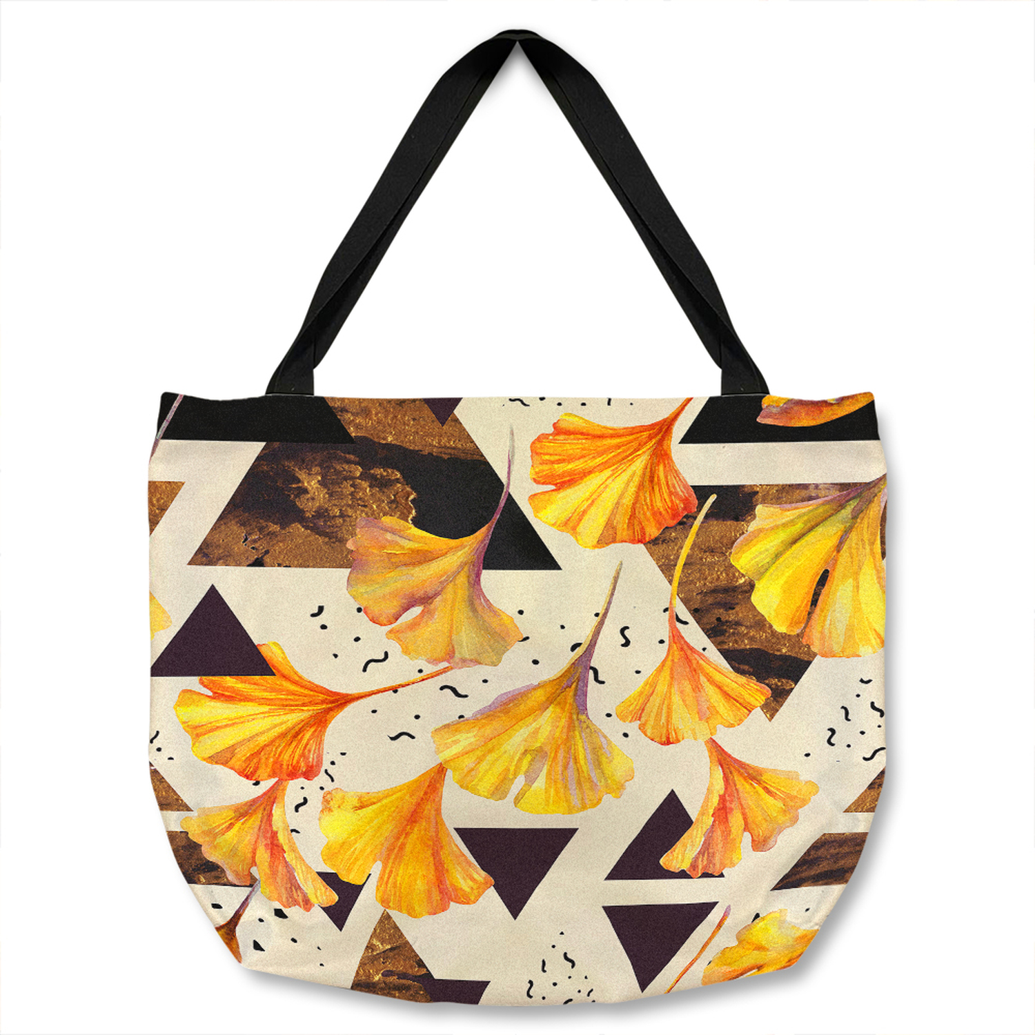 Orange Flowers And Triangles Tote bag