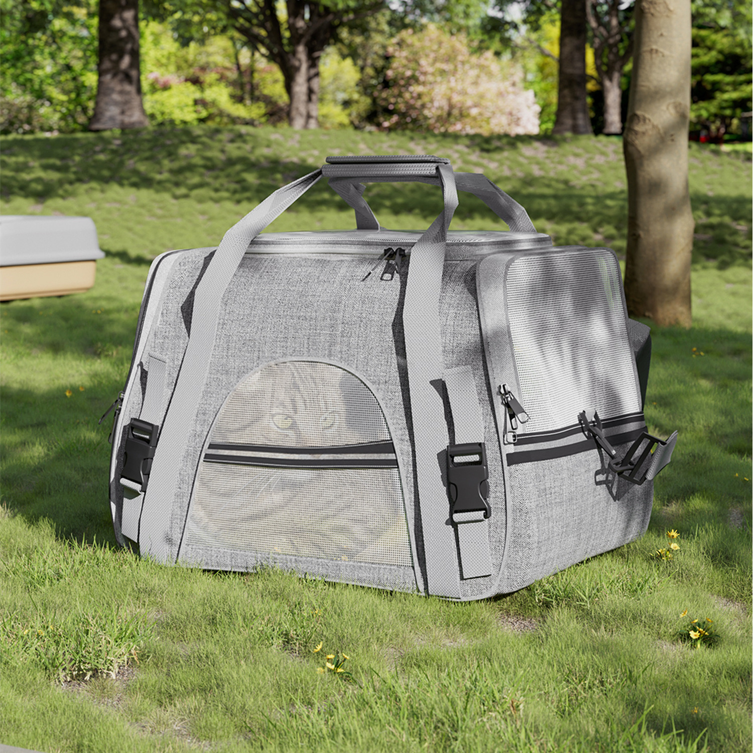 Oxford Fabric Pet Carrier with Plush Cushion