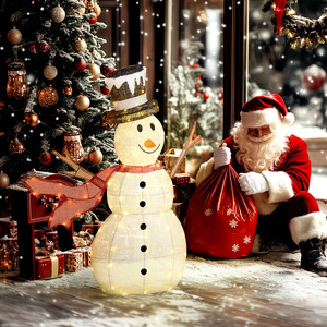 Outsunny Lighted Christmas Snowman Decoration for Indoor Outdoor