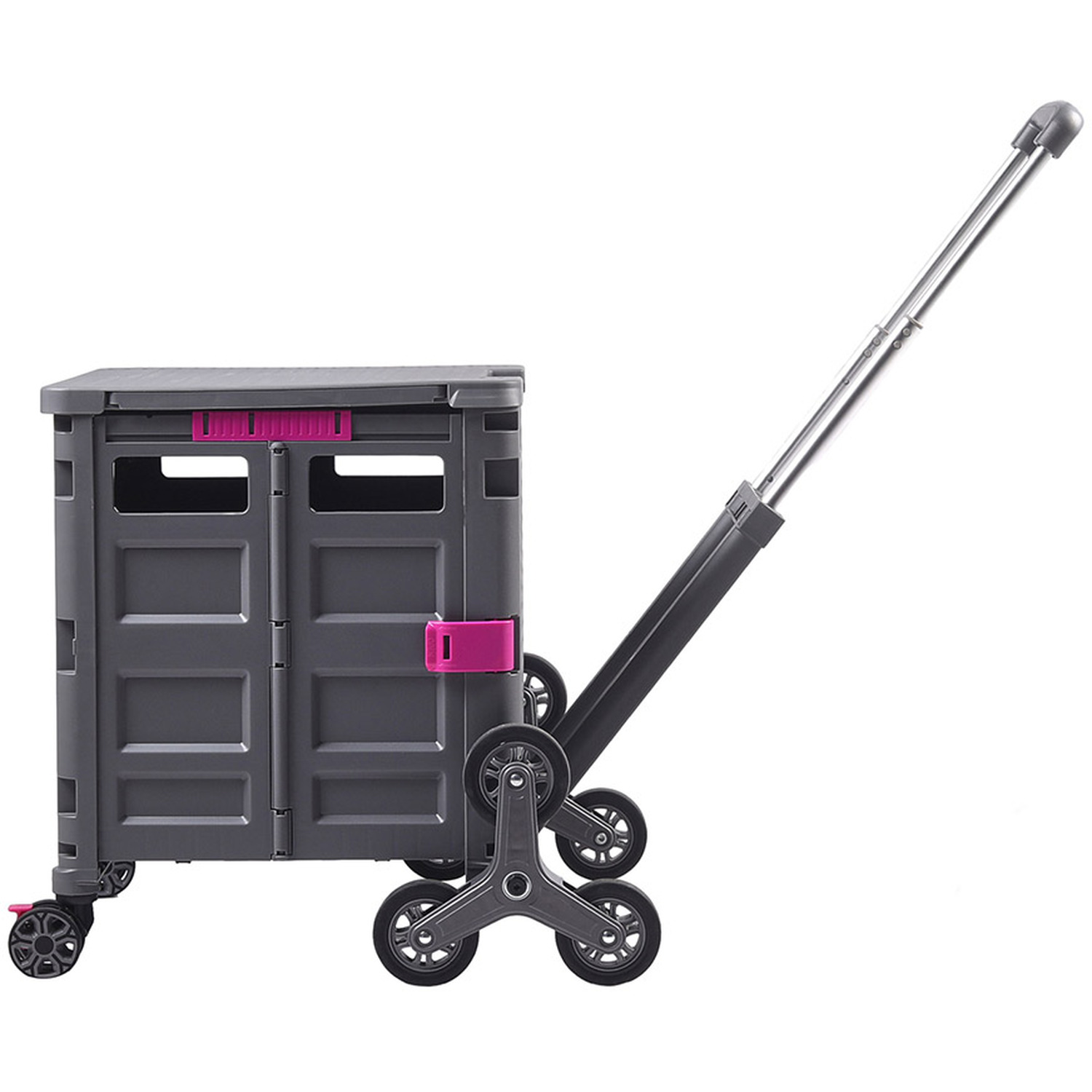 Folding Stair Climbing Shopping Trolley with Magnetic Lid and Tiltable ...