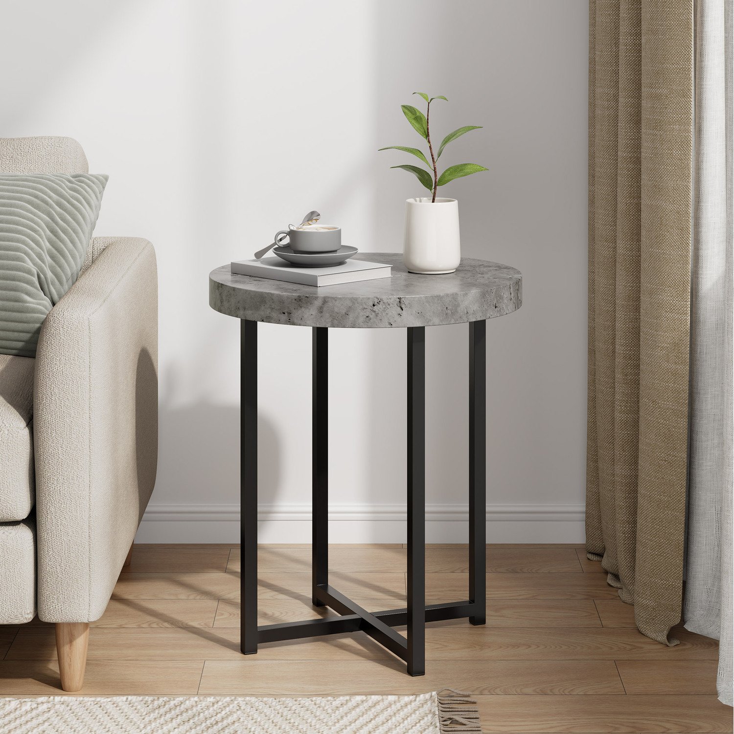 Circular Side Table for Living Room