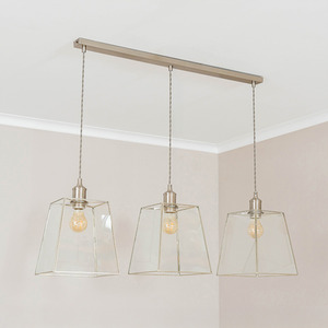 Susie Glass Shade 3 Drop Pendant Ceiling Light and LED Bulbs